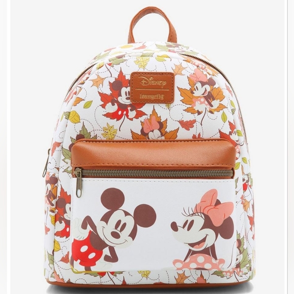 Loungefly | Bags | Loungefly Mickey Mouse Minnie Mouse Fall Leaves Mini ...